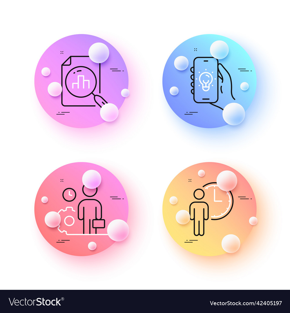 Analytics graph employee and waiting minimal line Vector Image