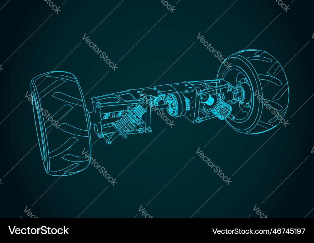 Car rear axle blueprint Royalty Free Vector Image