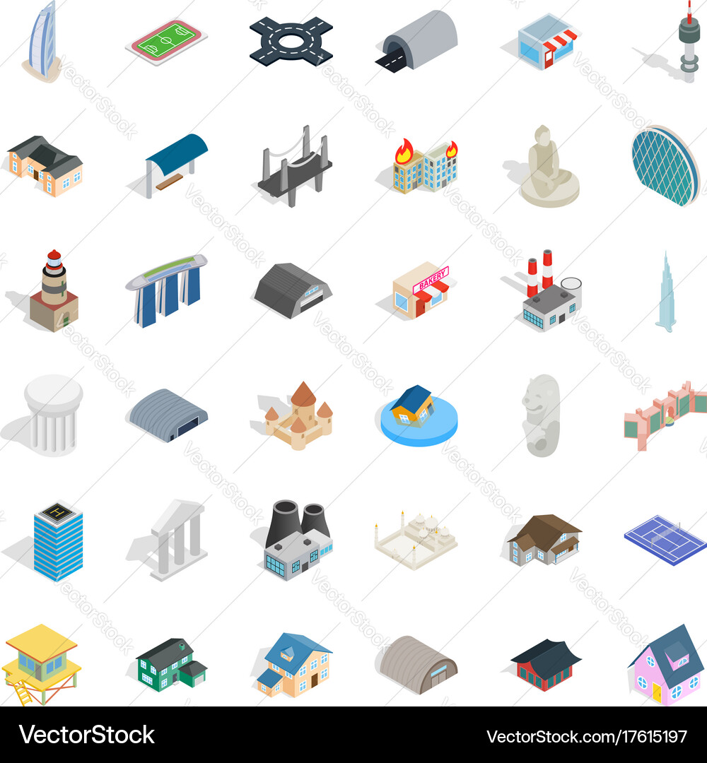 Field icons set isometric style Royalty Free Vector Image