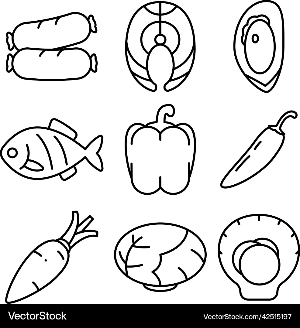 Fresh food icon set simple design Royalty Free Vector Image