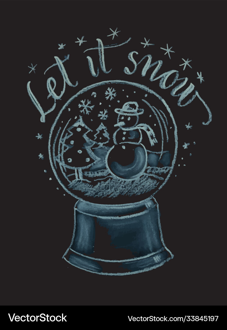 Hand drawn chalk lettering let it snow Royalty Free Vector
