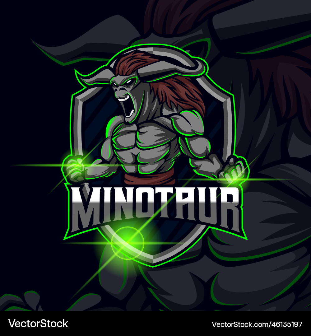 Minotaur e-sport mascot logo template design Vector Image