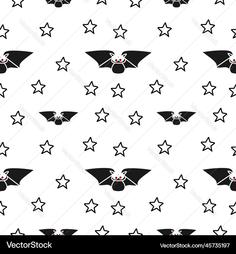 Seamless bat and stars pattern for halloween Vector Image