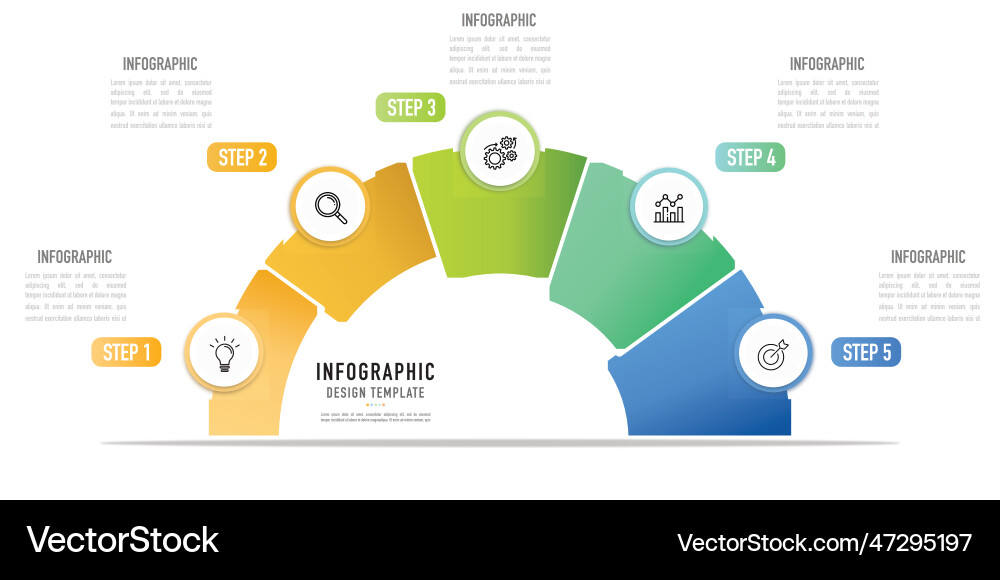 Semicircular or pie chart infographic for business