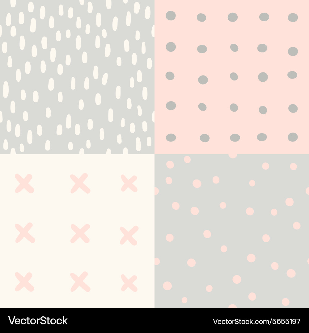 Set of 4 hand drawn cute seamless patterns Vector Image