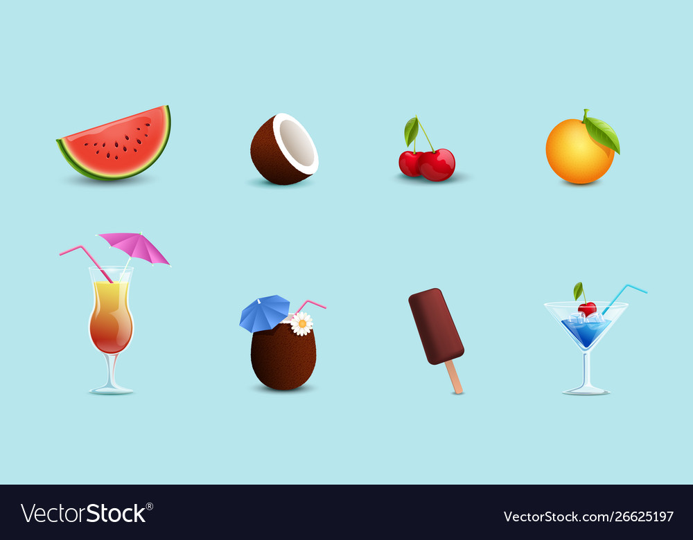 Summer food drinks set Royalty Free Vector Image