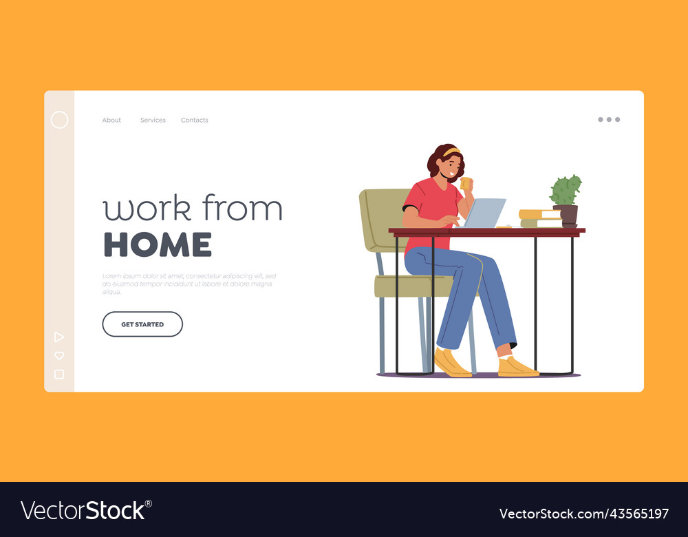 Work from home landing page template relaxed Vector Image