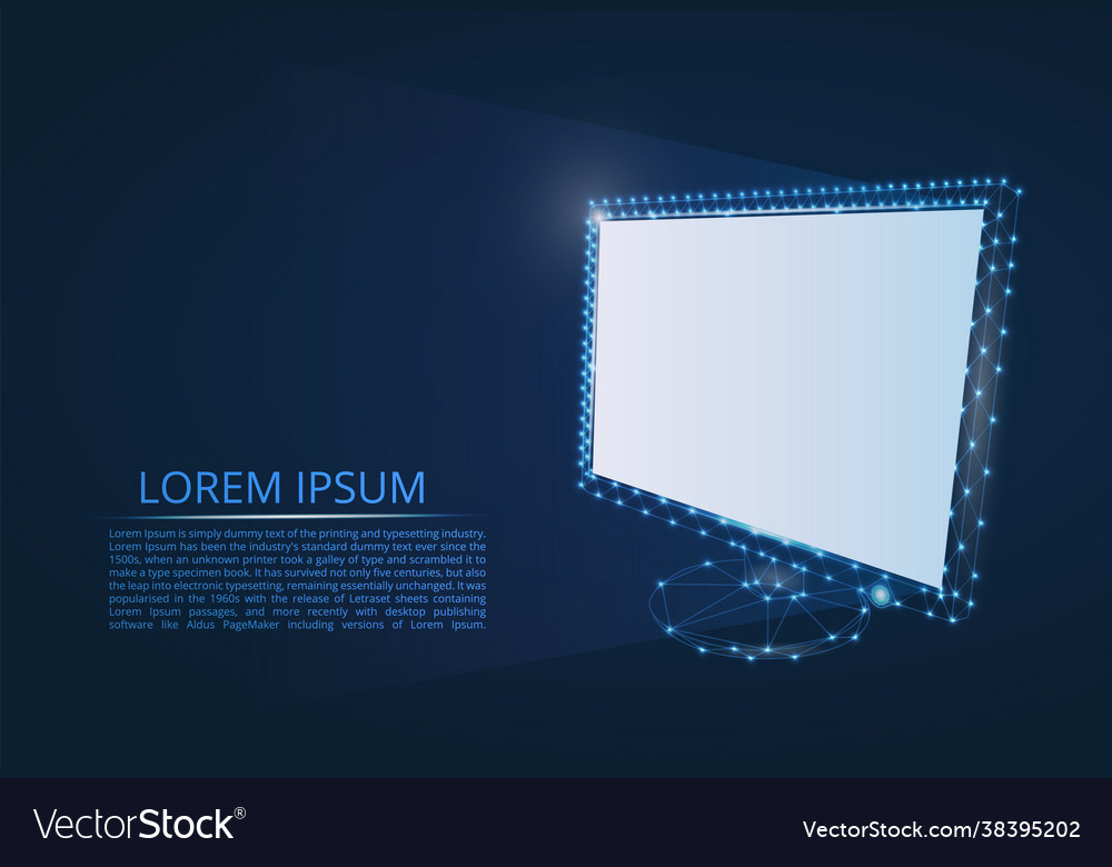 Computer monitor in style lines Royalty Free Vector Image