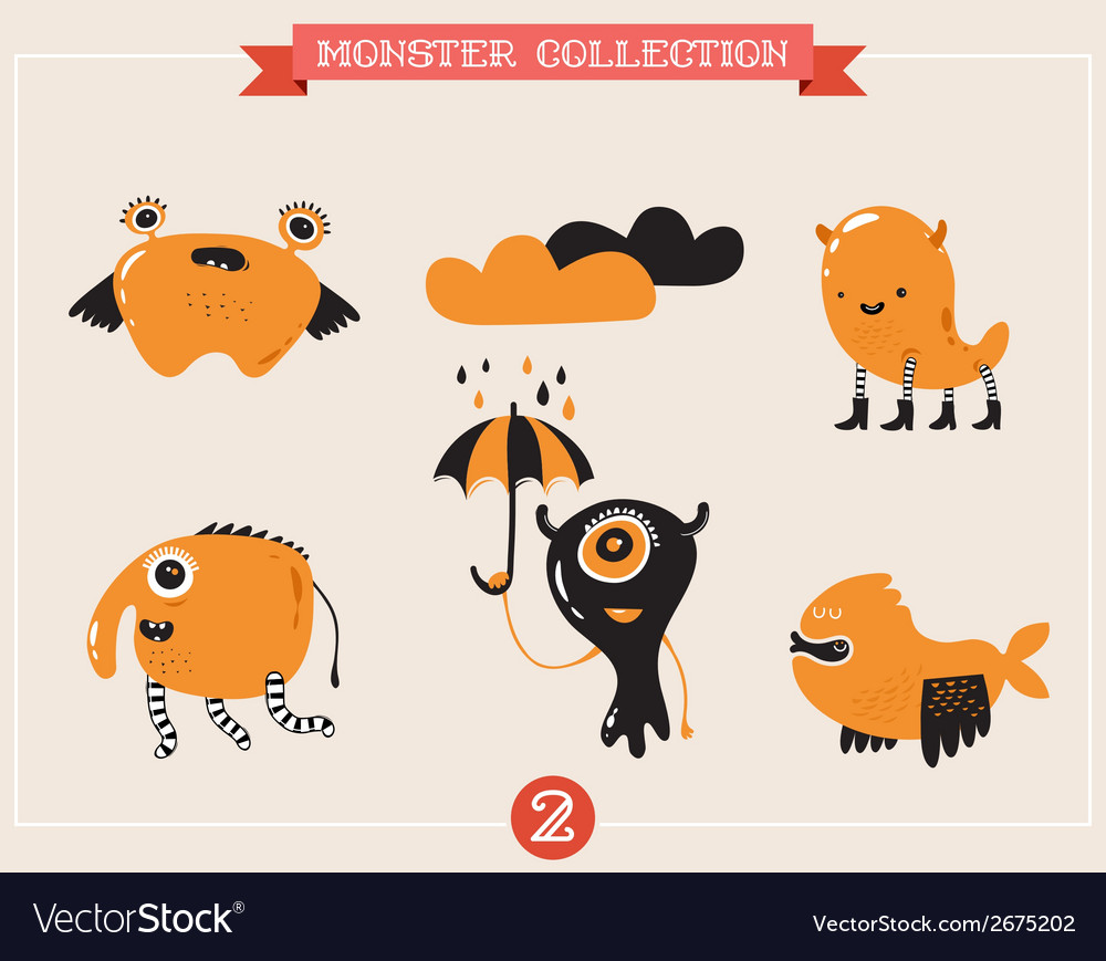 Cute monsters set Royalty Free Vector Image - VectorStock