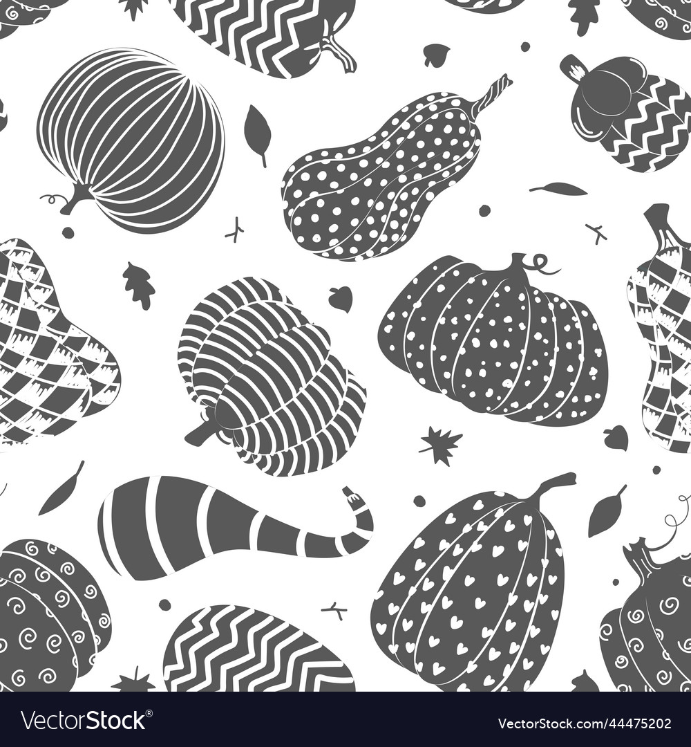 Doodle Pumpkins Seamless Pattern Royalty Free Vector Image