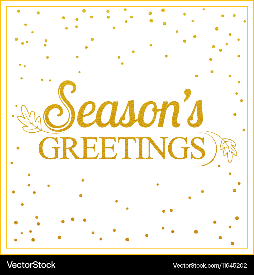 Gold seasons greetings card design Royalty Free Vector Image