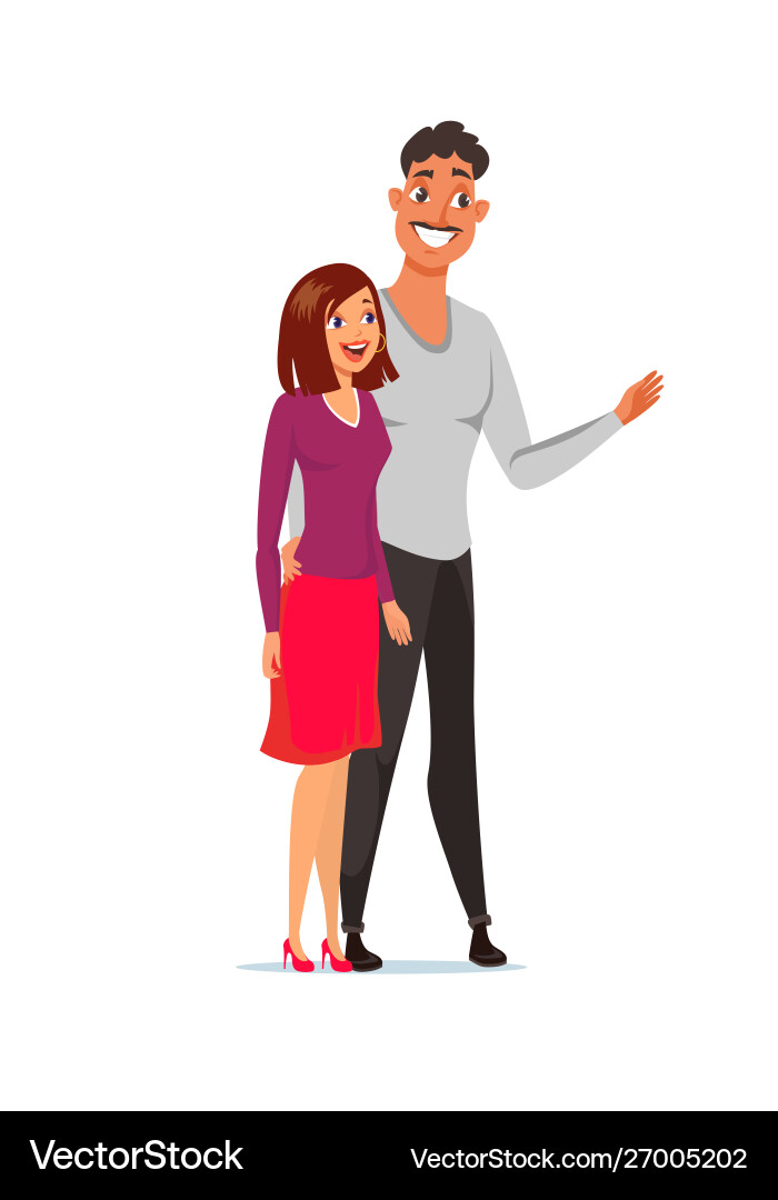 Happy couple cartoon color Royalty Free Vector Image