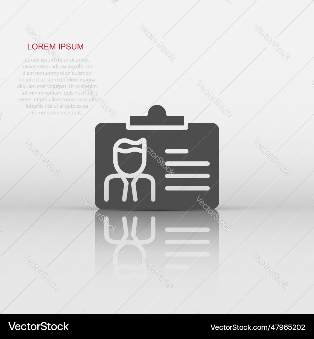 Id card icon in flat style identity tag on white Vector Image