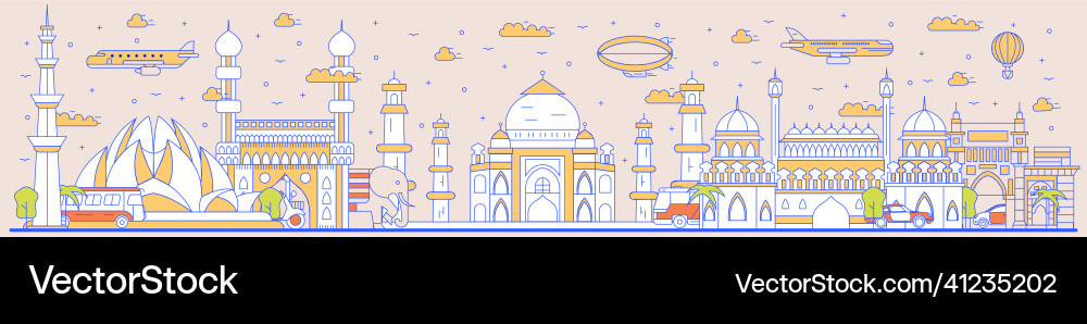 India city skyline with historic architecture Vector Image