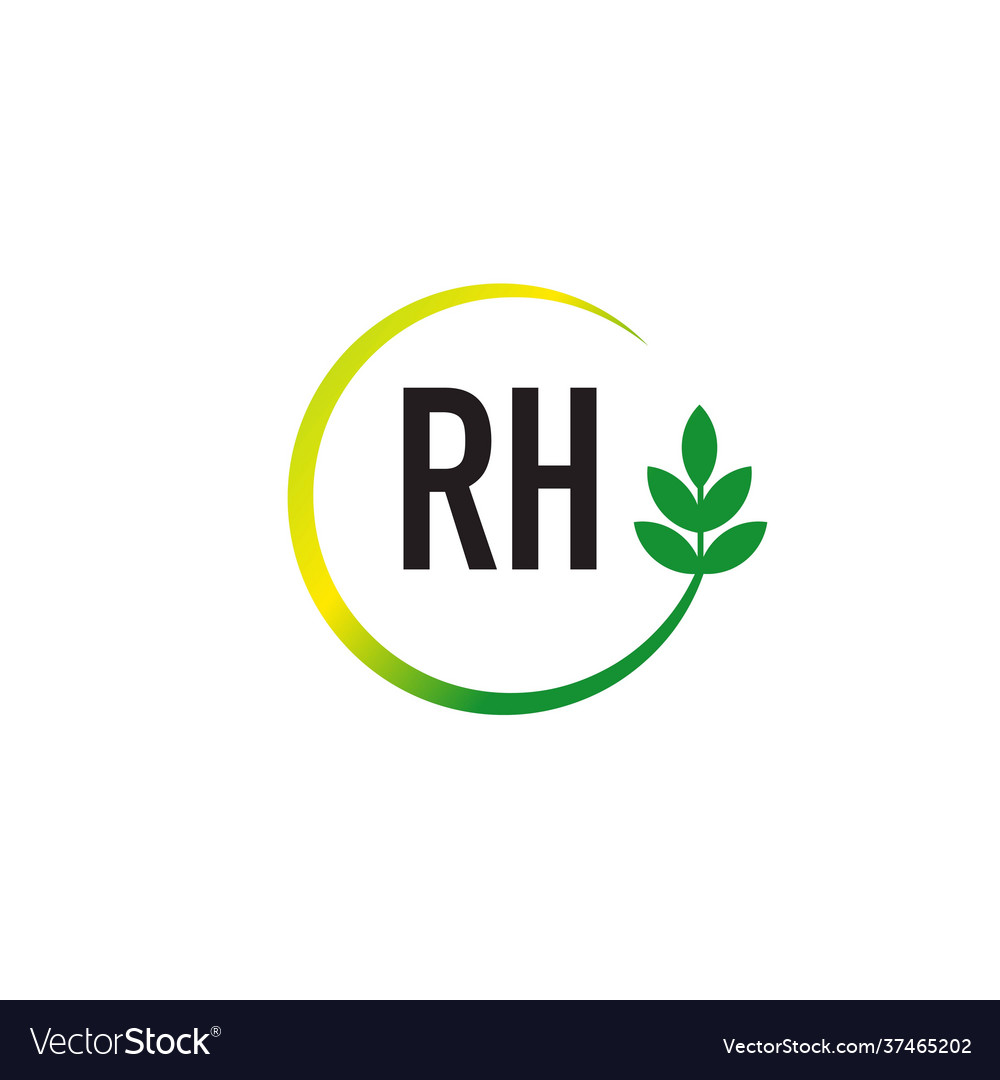 Initial letter rh circle leaf creative logo Vector Image
