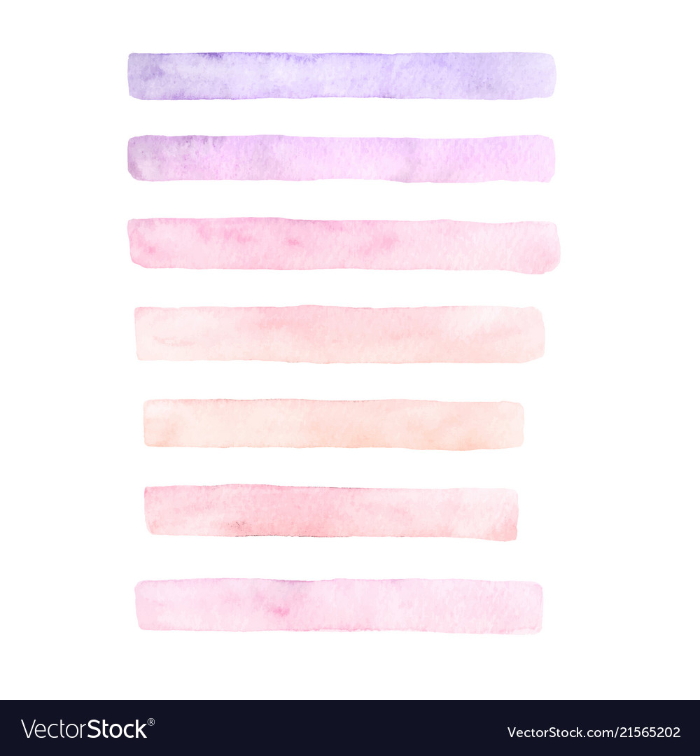 Painted watercolor set of pink brushstrokes Vector Image