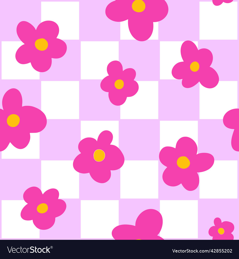Pink and white groovy checkerboard grid seamless Vector Image