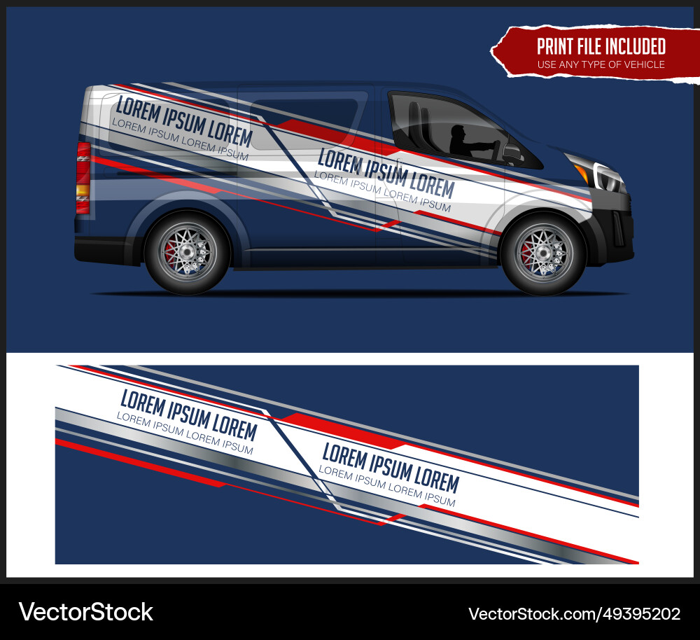 Vinyl vehicle wrap sticker design car Royalty Free Vector