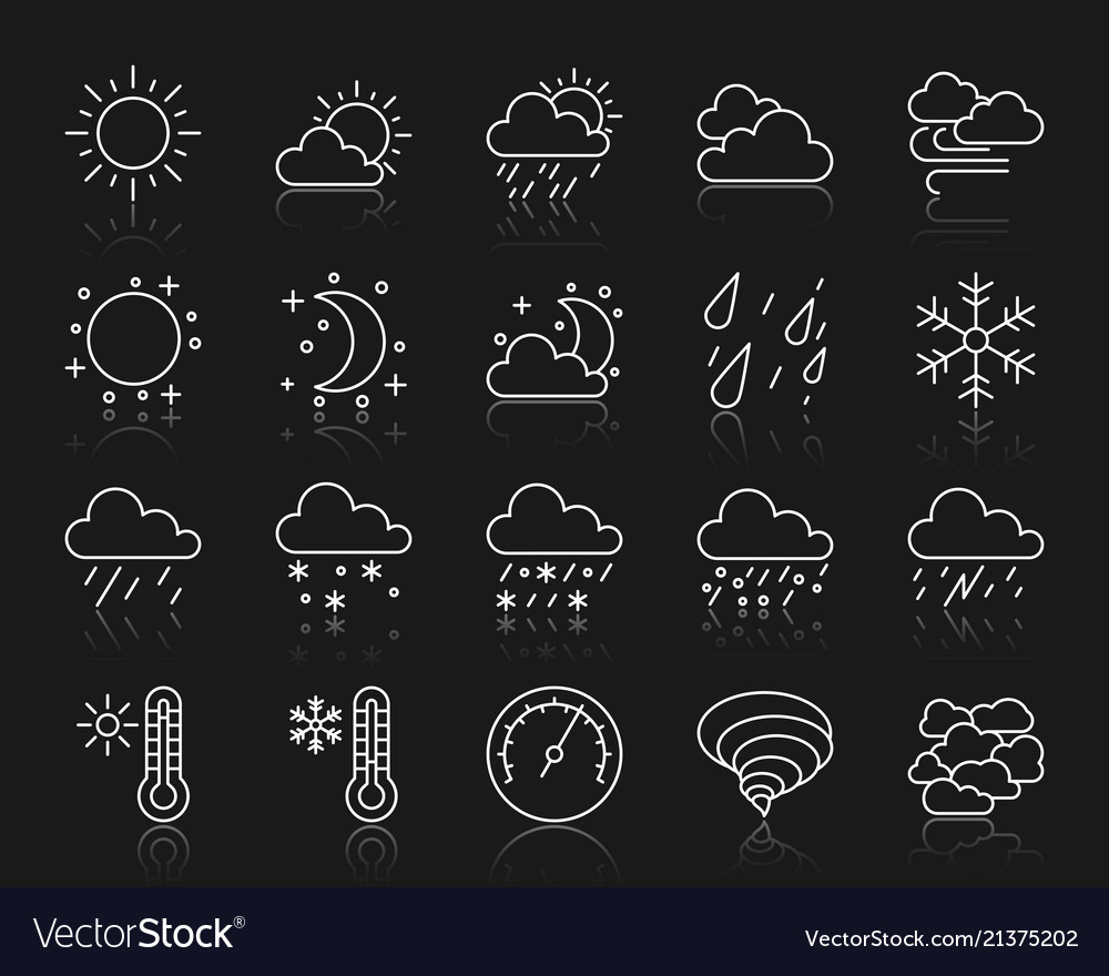Weather simple white line icons set Royalty Free Vector Weather simple white line icons set Royalty Free Vector