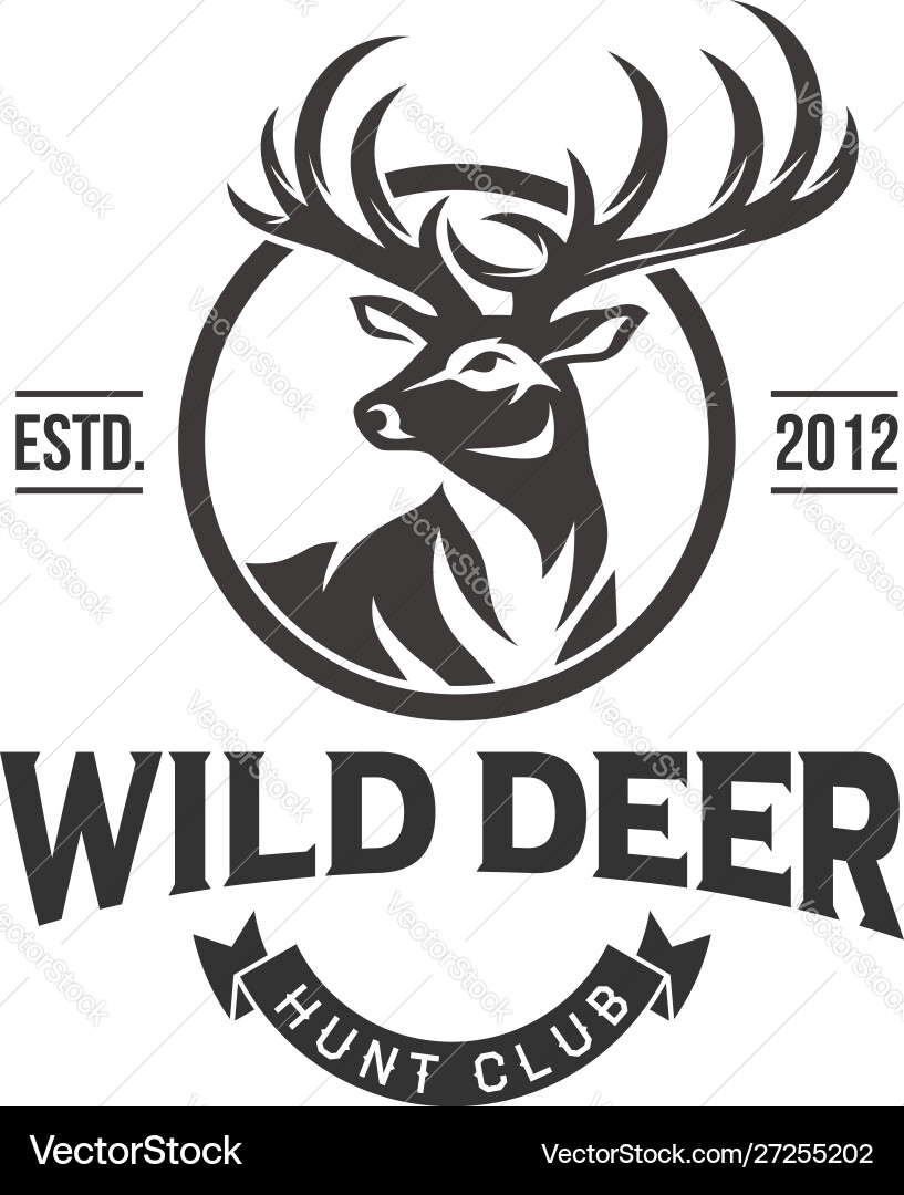 Wild deer vintage logo badge Royalty Free Vector Image