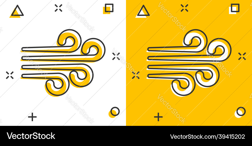 Wind icon in comic style air cartoon on white Vector Image
