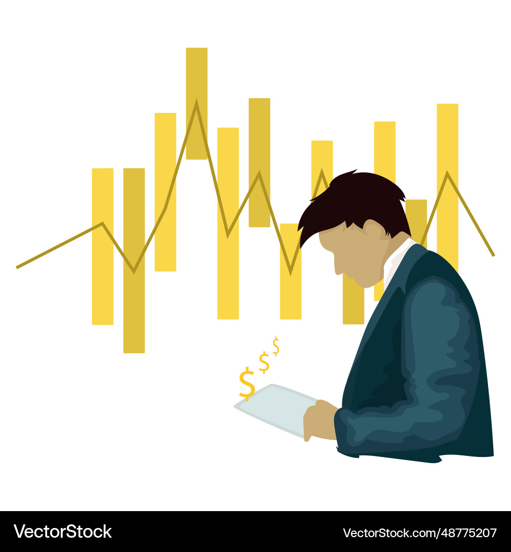 A man ensures and monitors trading results-2 Vector Image