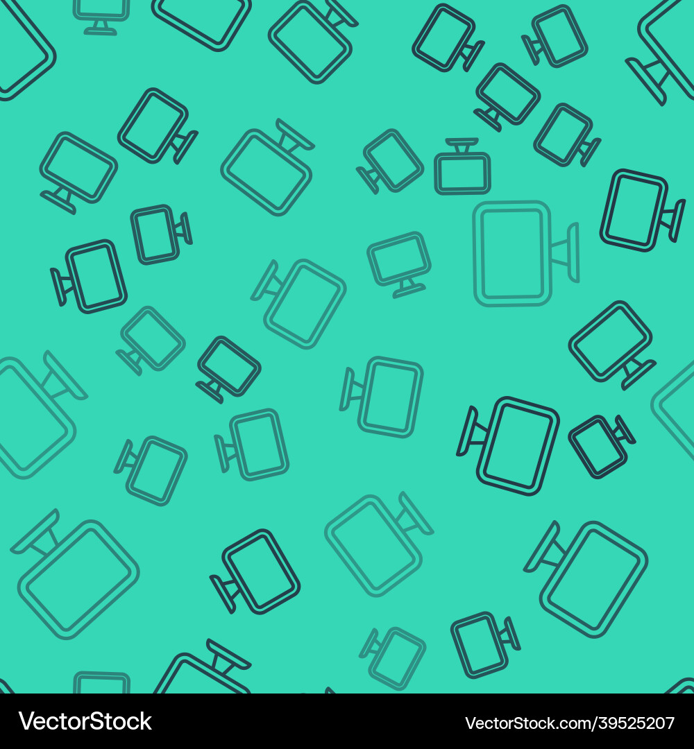 Black line computer monitor screen icon isolated Vector Image
