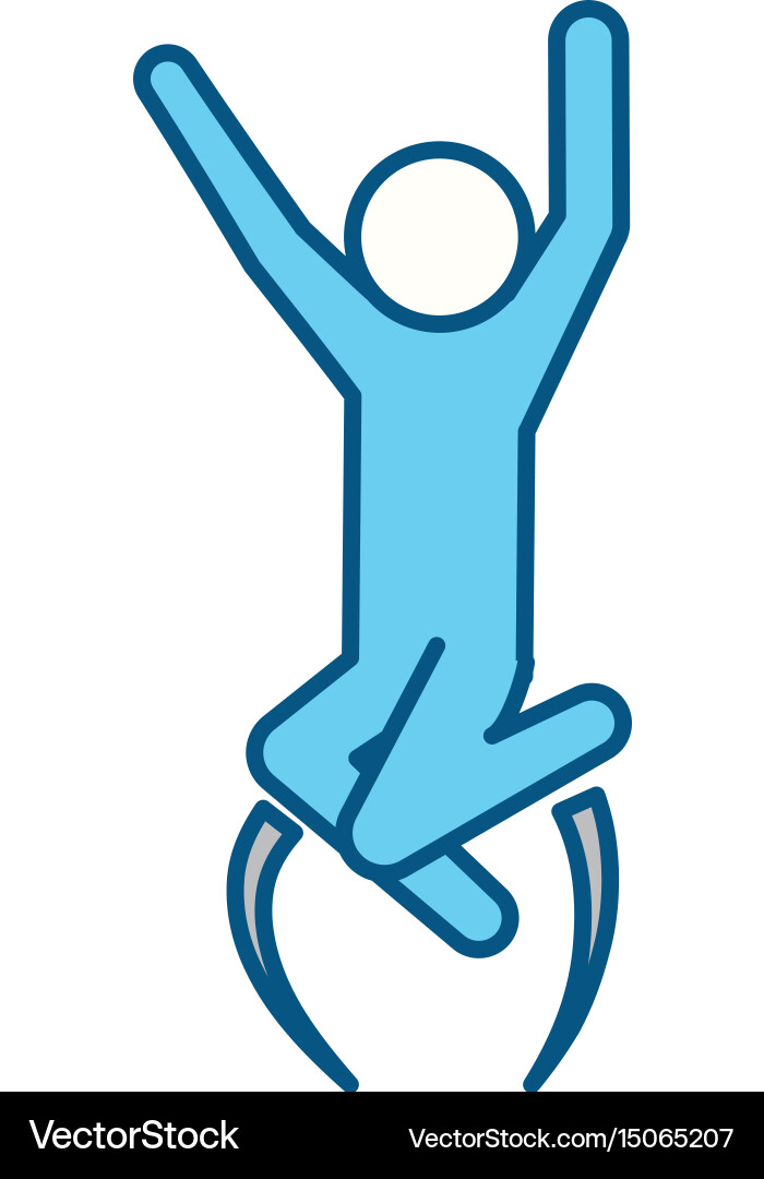 Blue line pictograph man jumping up concept Vector Image