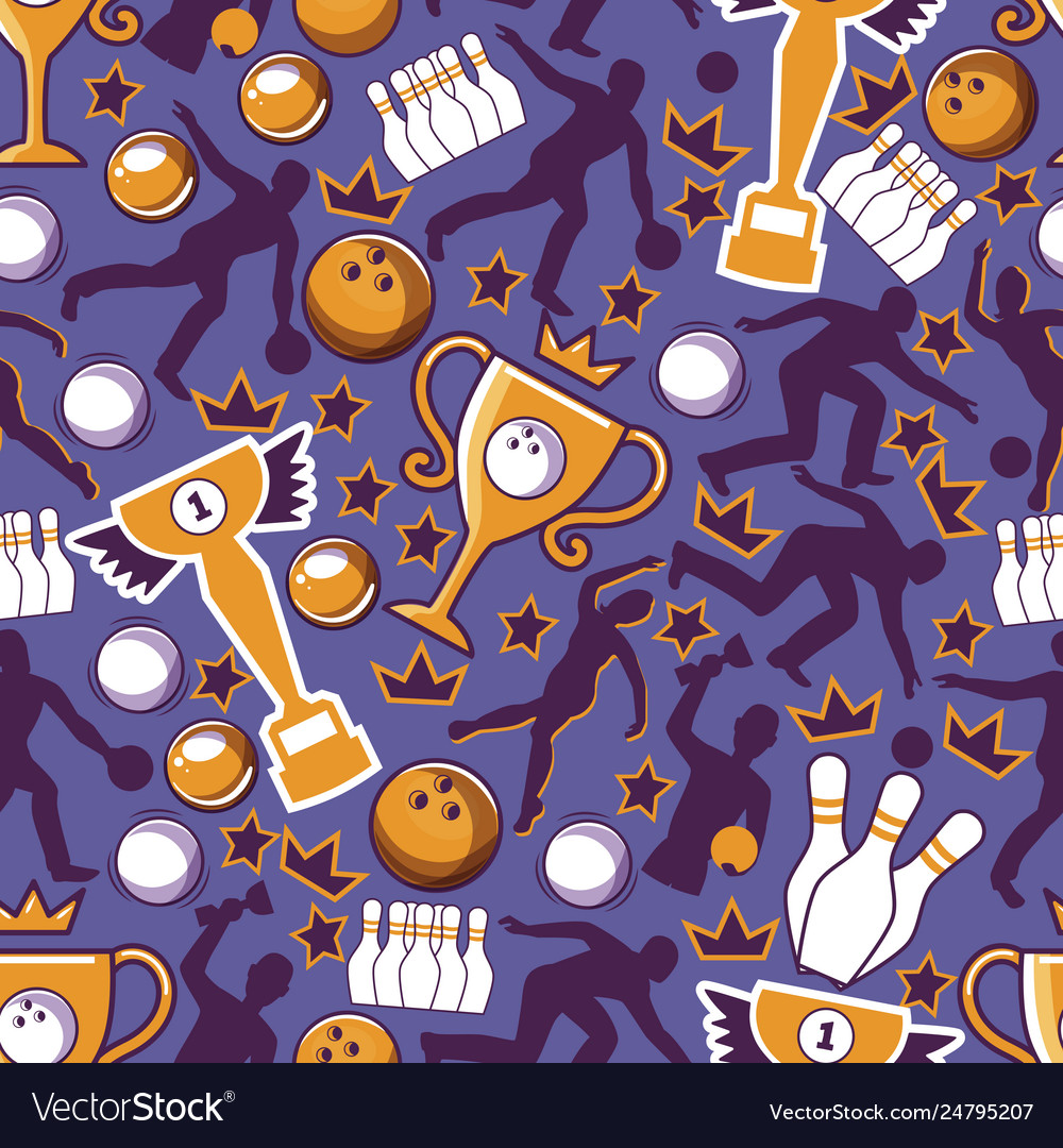 Bowling game seamless pattern Royalty Free Vector Image