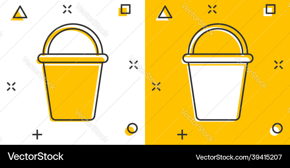 Bucket icon in comic style garbage pot cartoon Vector Image