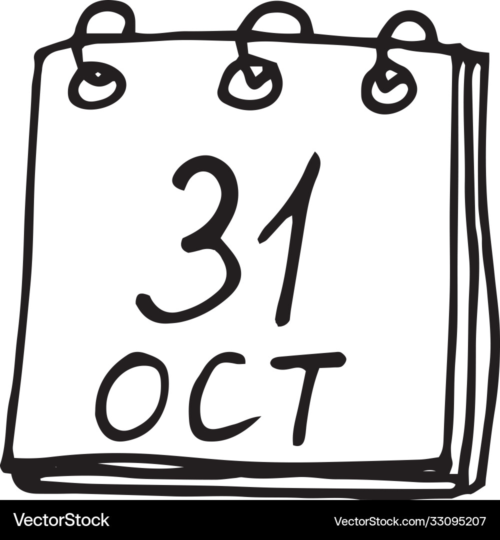 Calendar hand drawn in doodle style october 31 Vector Image