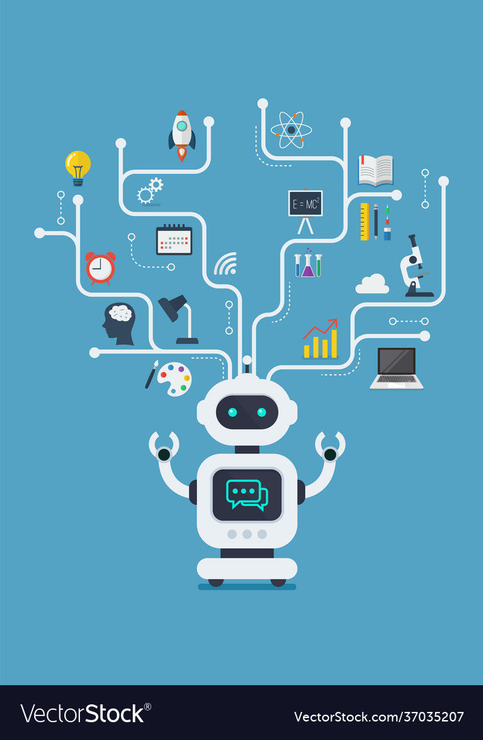 Chatbot robot virtual infographic Royalty Free Vector Image