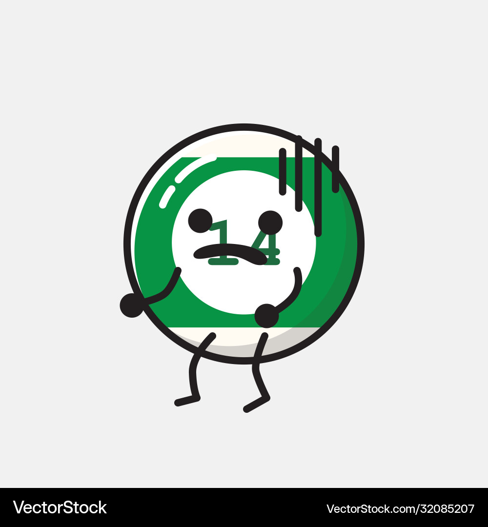 Cute billiard ball mascot character in flat Vector Image