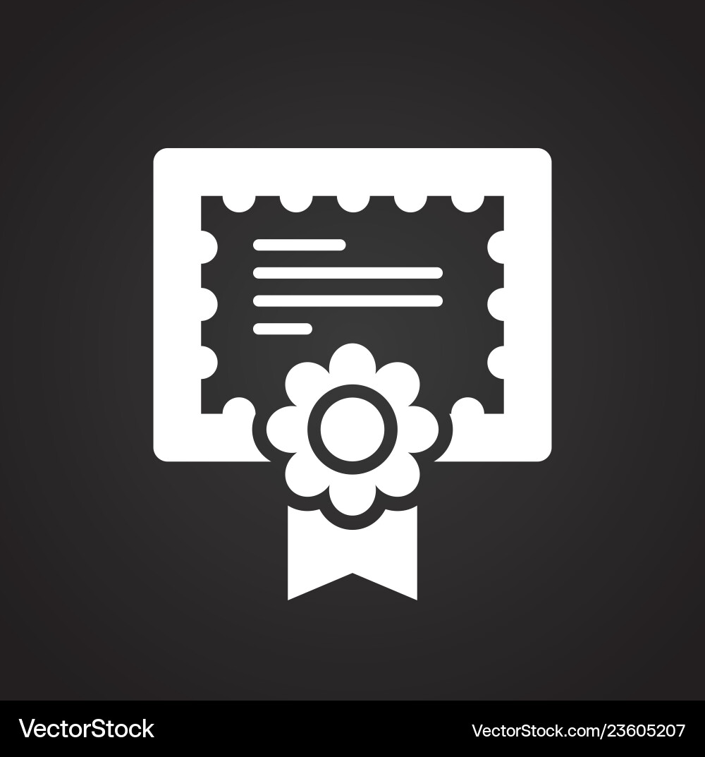 Diploma icon on black background for graphic Vector Image