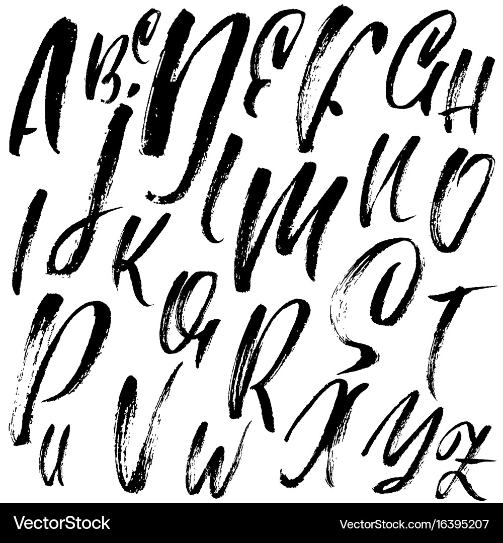 Hand drawn dry brush font modern lettering Vector Image