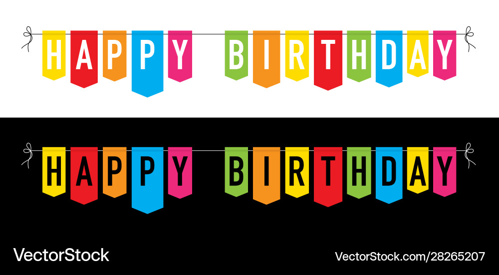 Happy birthday colourful bunting background Vector Image