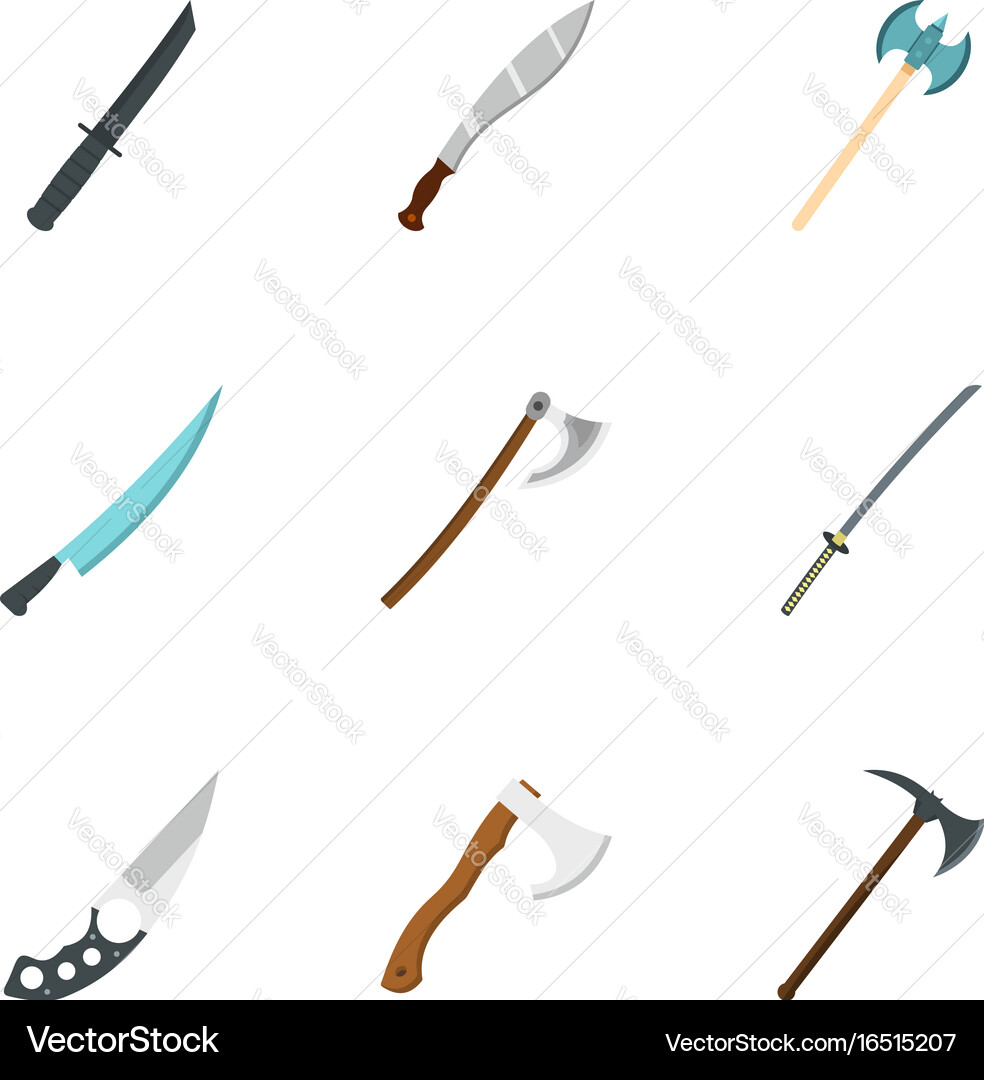 Military steel weapons icon set flat style Vector Image