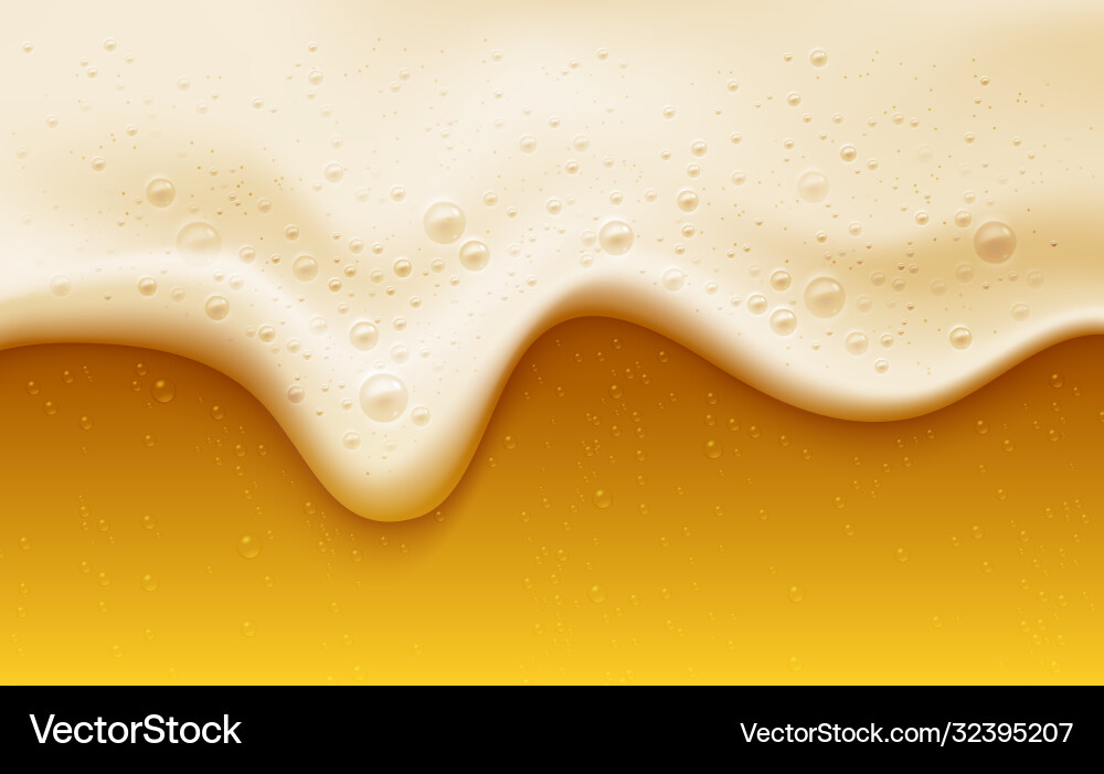 Realistic beer foam with bubbles beer glass Vector Image