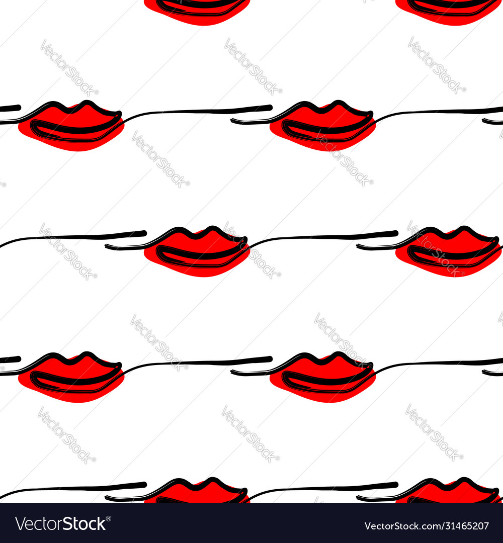 Seamless pattern with red lips Royalty Free Vector Image