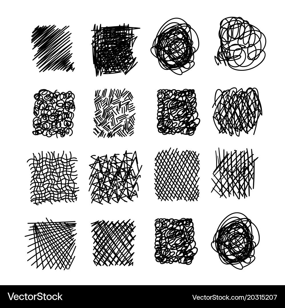 Set of hand drawn scribble symbols isolated Vector Image