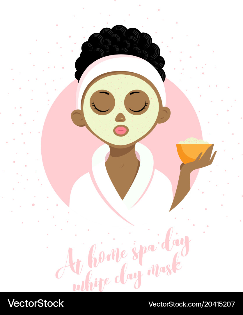 Spa girl white clay mask Royalty Free Vector Image