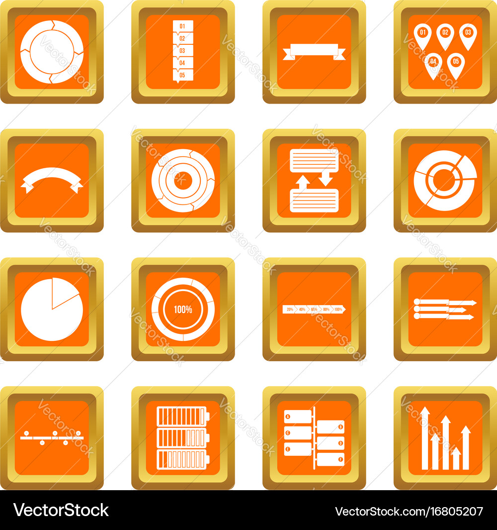 Various people icons set orange Royalty Free Vector Image