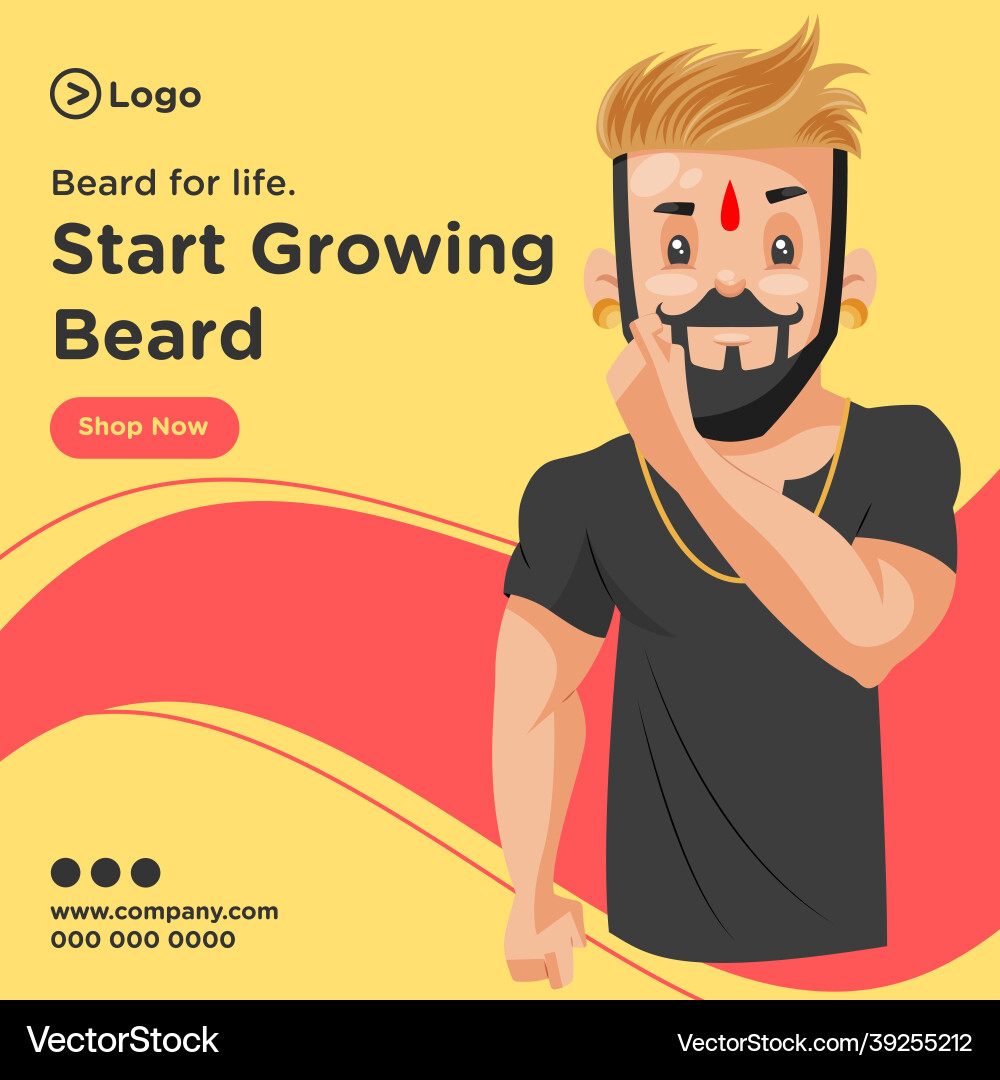 Banner design of start growing beard Royalty Free Vector
