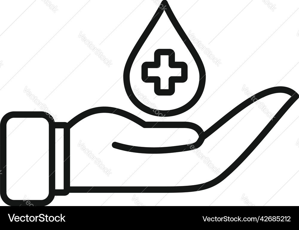 Donate blood drop icon outline charity Royalty Free Vector