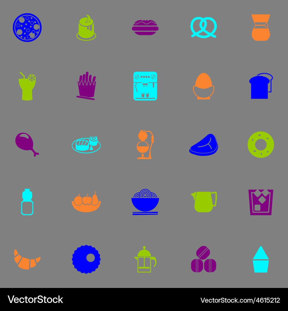 Easy meal icons fluorescent color on gray Vector Image
