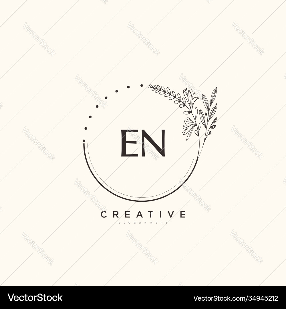 En beauty initial logo art handwriting logo Vector Image
