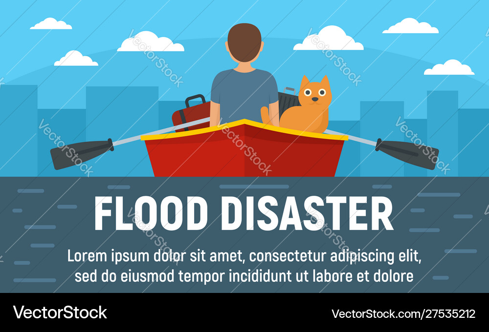 Flood disaster concept banner flat style Vector Image