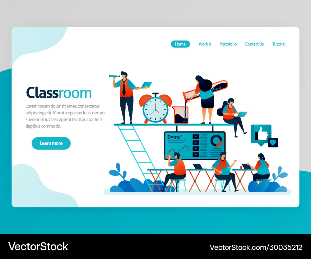 For classroom landing page modern and cozy class Vector Image