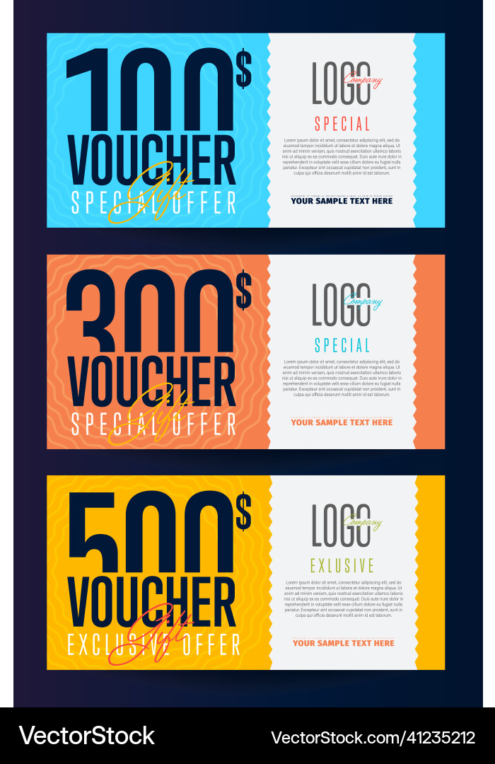 Gift voucher coupon with financial present set Vector Image