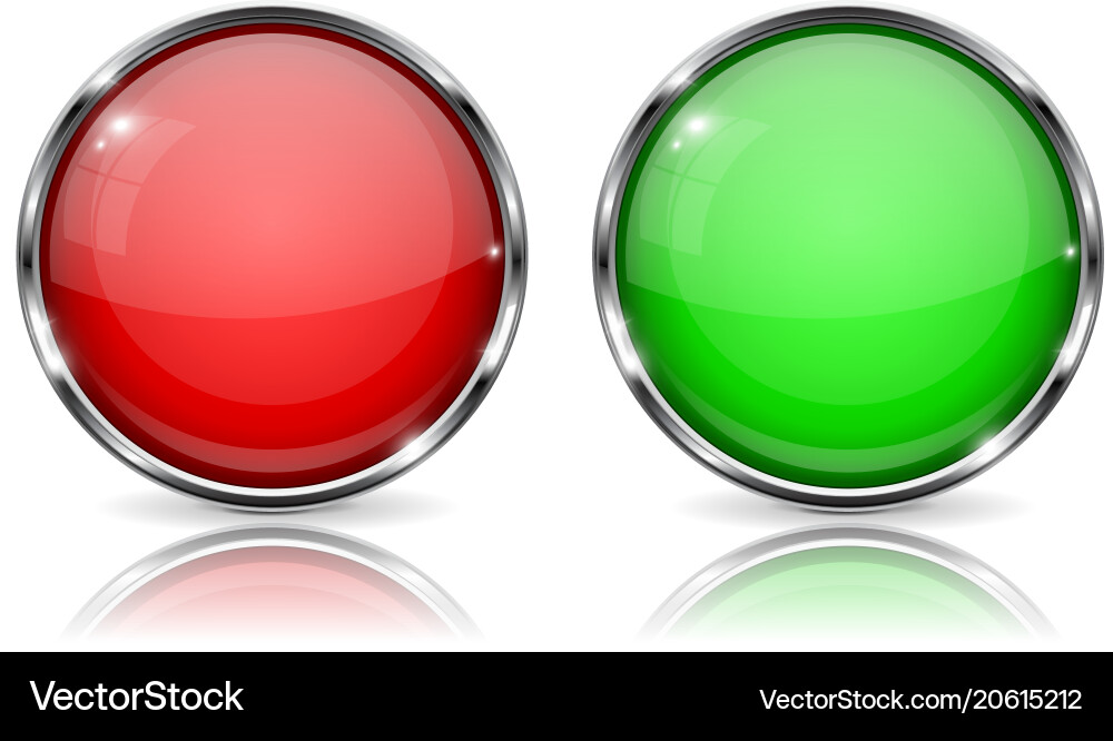 Glass buttons red and green round 3d Royalty Free Vector